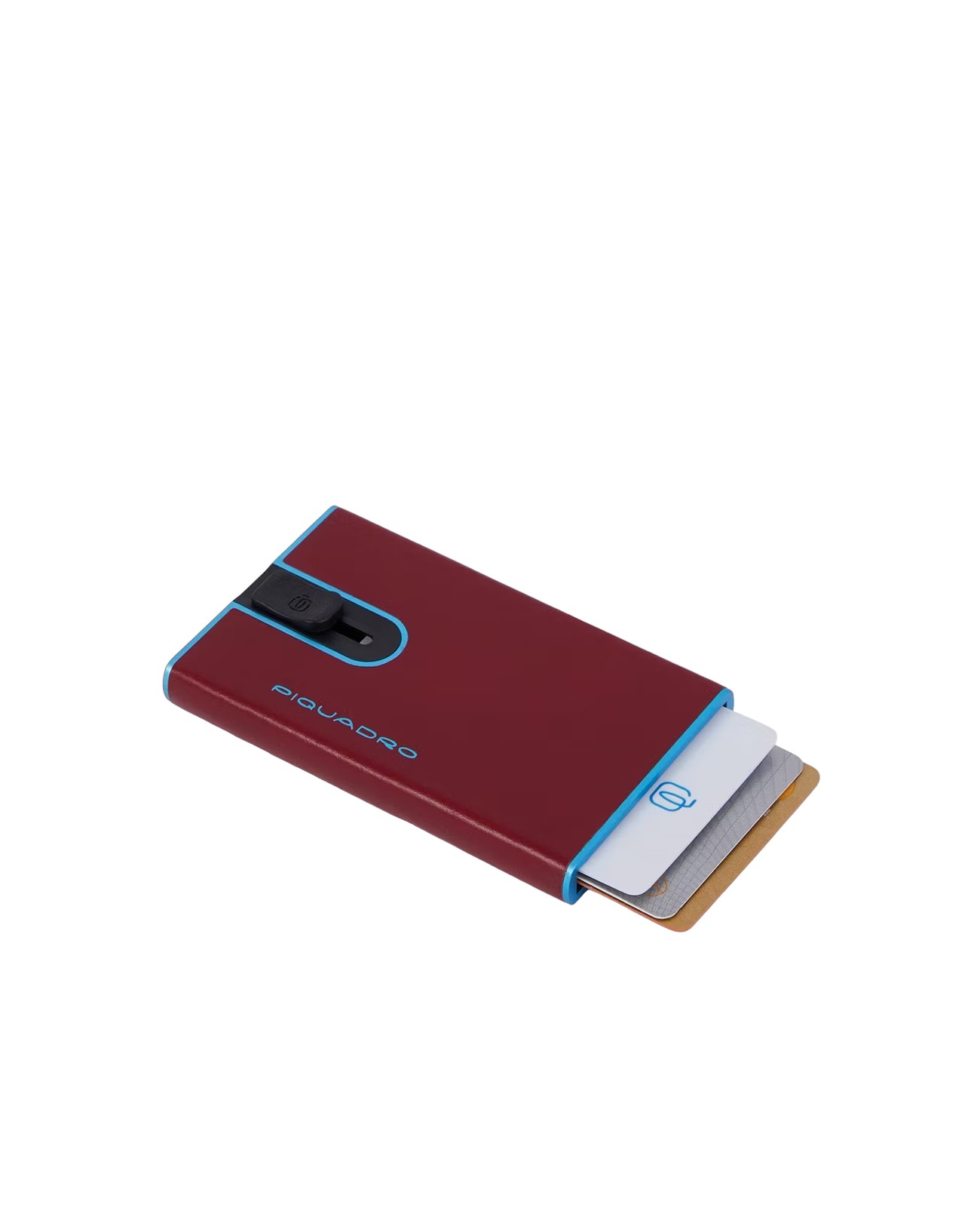 Piquadro- Porta carte di credito slim in pelle e metallo con sliding ...